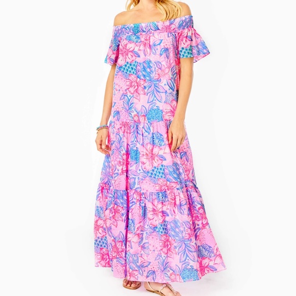 Lilly Pulitzer | Dresses | Nwt Lilly Pulitzer Dezi Off Shoulder Maxi ...